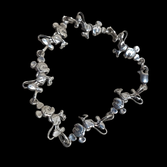 Disney | Jewelry | Vintage Sterling Silver Mickey Mouse Bracelet | Poshmark
